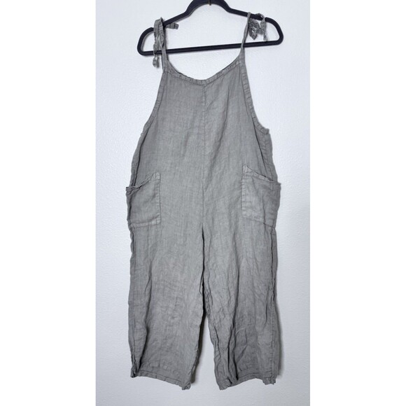 Meo Meli | Pants & Jumpsuits | Meo Meli Womens Gray 0 Italian Linen Pocket Jumpsuit Adjustable ...